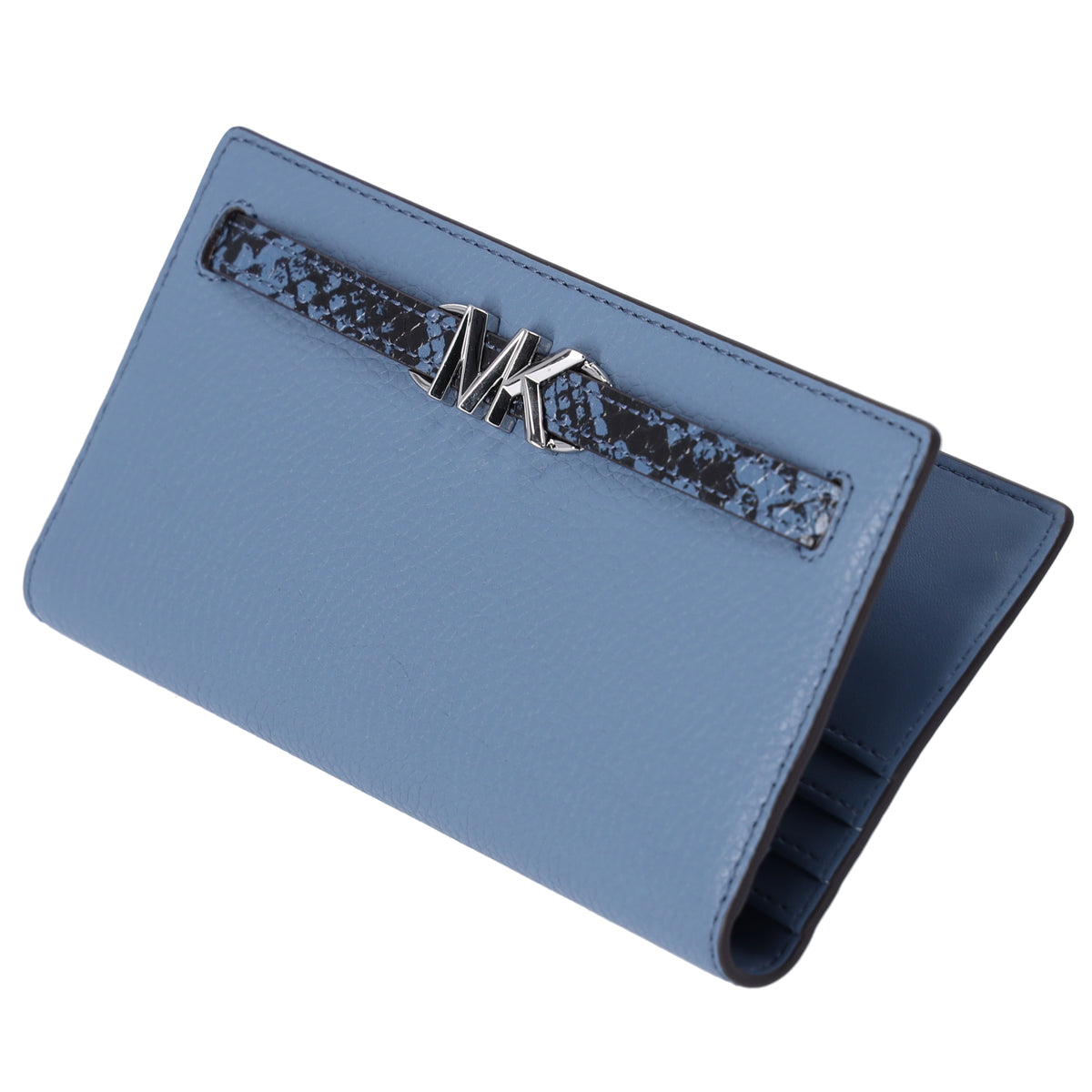 Michael Kors Reed Large Bifold Wallet Denim Blue Leather Exotic Multi ...