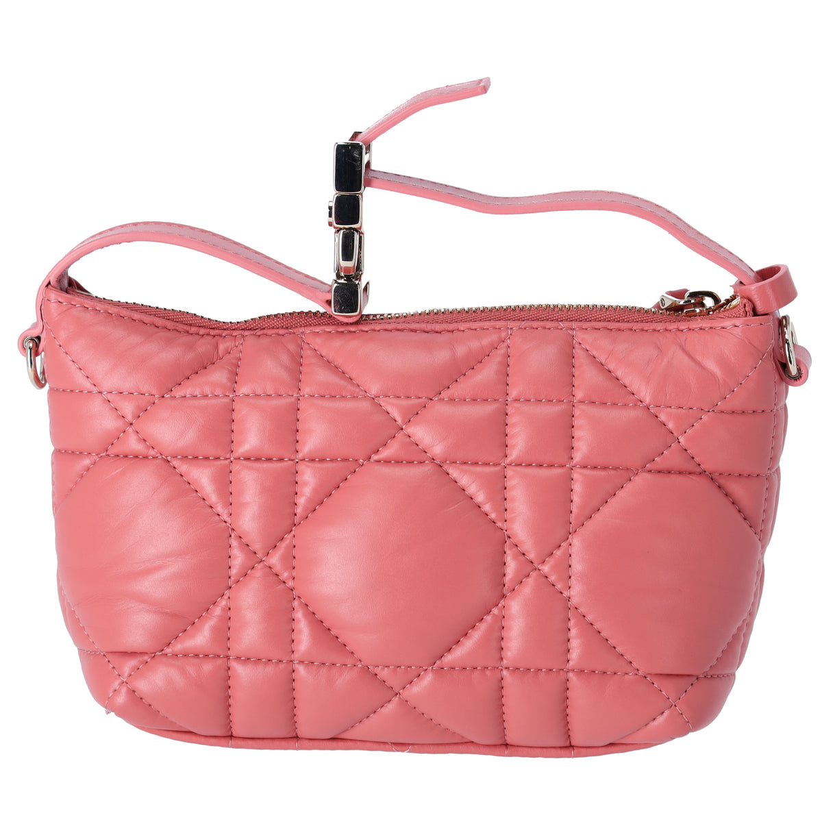 Christian Dior Nomade Pouch Small Cannage Stitching Handbag Pink Leath ...