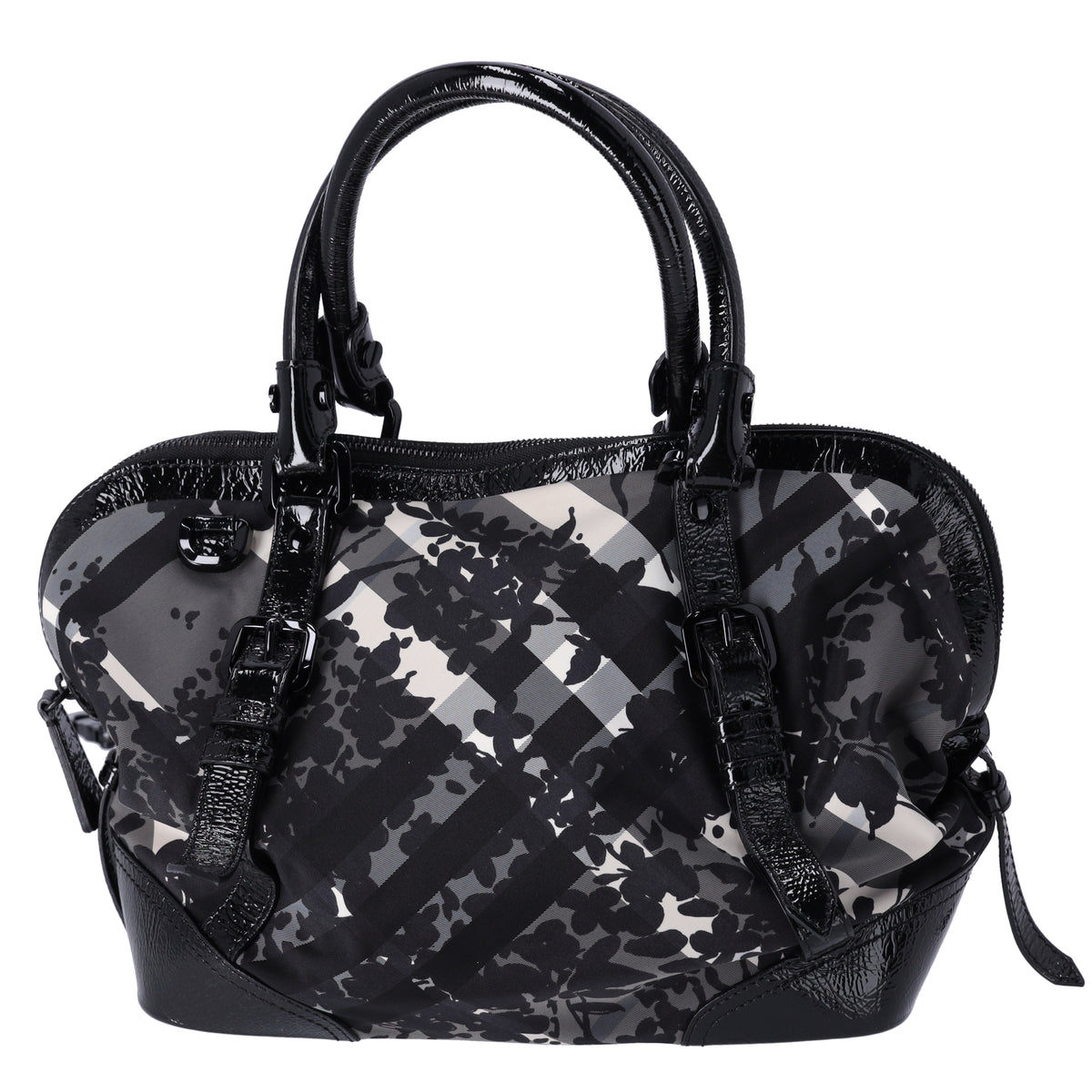 Burberry Nylon Beat Check Floral Florence Tote Black Gray – Gaby's Bags