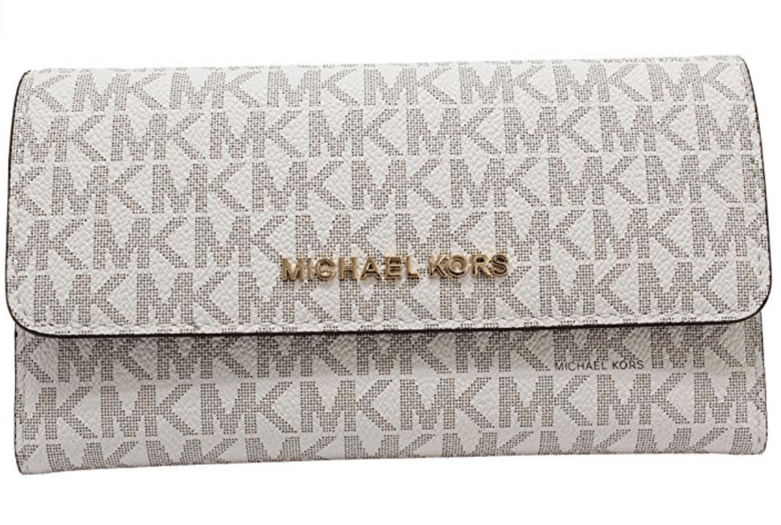 Michael Kors JetSet Travel PVCLarge Trifold Wallet VanillaMK Gaby s Bags